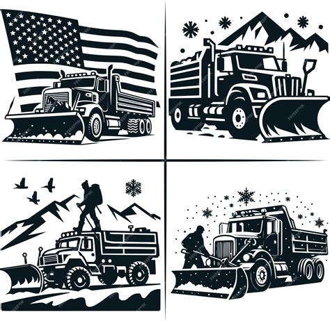 Snow Plow Truck Svg Winter Svg Snowplow Illustration Drawing Decal