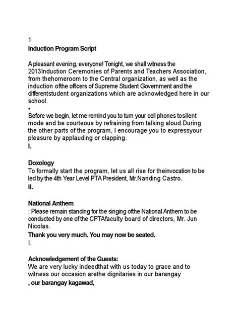 Induction Program Script Pdf