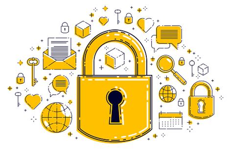 다른 아이콘 세트 인터넷 보호 개념 바이러스 백신 또는 방화벽 데이터 보호 개인 계정 암호 벡터 디자인으로 둘러싸인 자물쇠 잠금 장치 개념에 대한 스톡 벡터 아트 및 기타