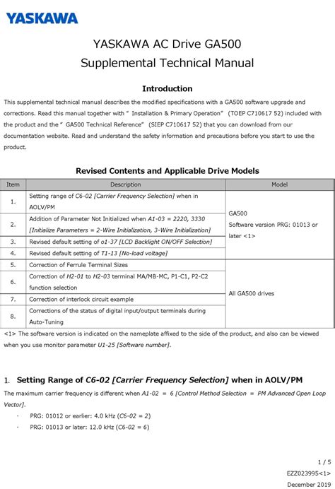 yaskawa ga500 technical manual pdf download manualslib