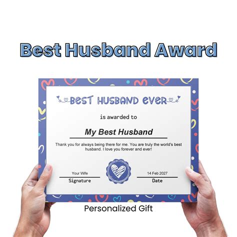 Best Husband Ever Award Certificate Personalized Love Certificate