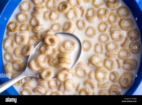 Bowl Of Cheerios With Milk And Spoon