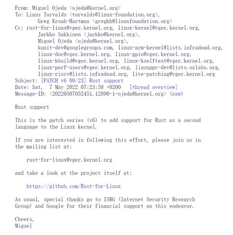 共计 379 万行代码，rust For The Linux Kernel 第六版补丁发布 极术社区 连接开发者与智能计算生态