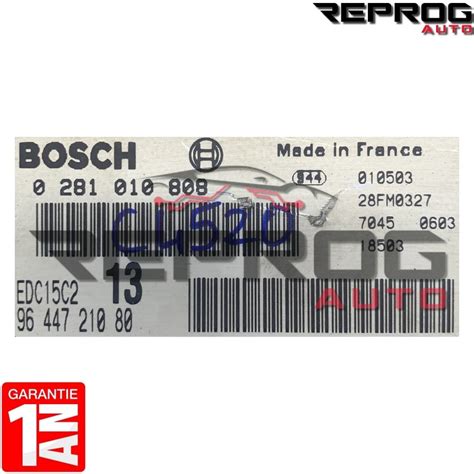 Calculateur DÉcodÉ Citroen C5 20 Hdi 110cv 0281010808 9644721080 Edc15c2