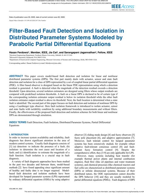 pdf filter based fault detection and isolation in distributed