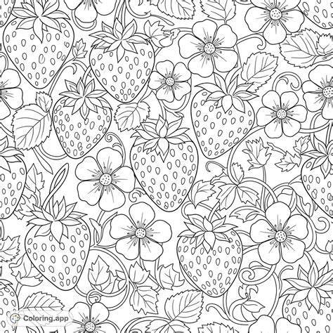 Sweet Strawberry Pattern Coloringapp