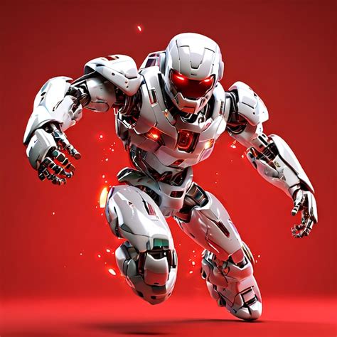 Dynamic Action Pose Red Highlights Robot Generative Ai Premium Ai
