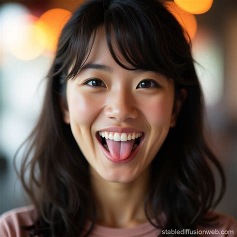 Cute Japanese Woman Sticking Tongue Out Stable Diffusion Online