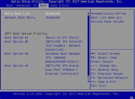 Bios Boot Menu Selections Oracle® Server X7 2l Service Manual