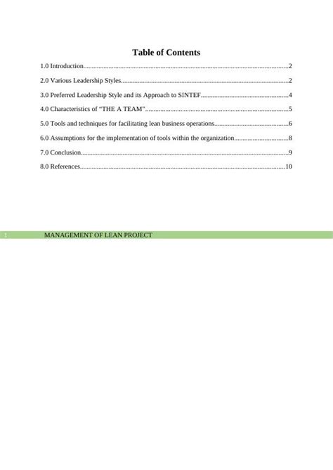 Management Of Lean Project Desklib