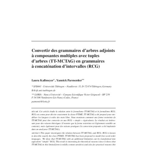 Convertir Des Grammaires Darbres Adjoints à Composantes Multiples Avec