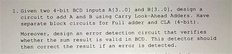 solved given two 4 bit bcd inputs a[3 0] and b[3 0] design a
