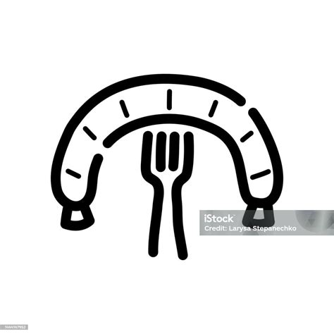 포크 낙서 아이콘에 소시지 손으로 그린 기호입니다 벡터 그림입니다 개념에 대한 스톡 벡터 아트 및 기타 이미지 개념 검은색 고기 Istock