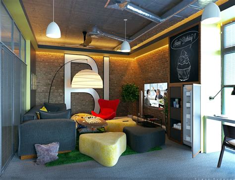 Комната отдыха для сотрудников компании Комната отдыха в офисе Дизайн промышленного офиса