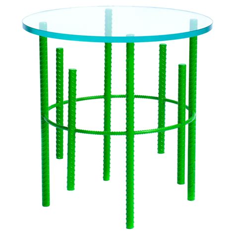 Vintage Gamma Associates Midcentury Green Lime Slice Resin Side Table