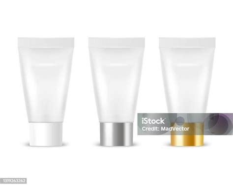 벡터 3d 현실적인 플라스틱 금속 흰색 치아 페이스트 크림 튜브 흰색 배경에 격리 된 포장 세트 치약 화장품 크림 칫솔질용 치아