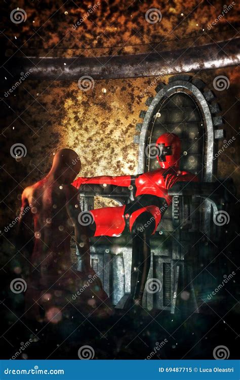 Latex Fetish Domina And Slave Stock Illustration Illustration Of