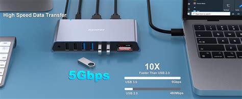 BENFEI 12 In 1 USB 3 0 Docking Station With Dual HDMI Display 6 USB Ports SD TF Card Reader
