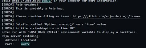 [error] details called `option unwrap ` on a `none` value · issue