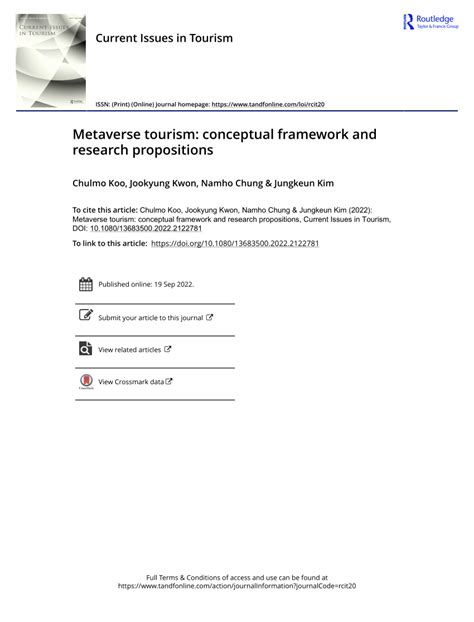 Pdf Metaverse Tourism Conceptual Framework And Research Propositions