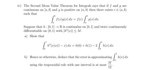 Mean Value Theorem For Integrals