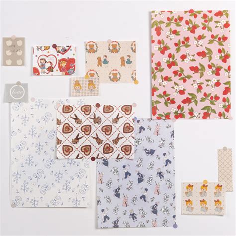 수블리예 레트로 빈티지 일러스트 다꾸 랩핑지 8매 수블리예 위시버킷