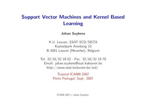 pdf support vector machines and kernel based learning · 2007 9 6
