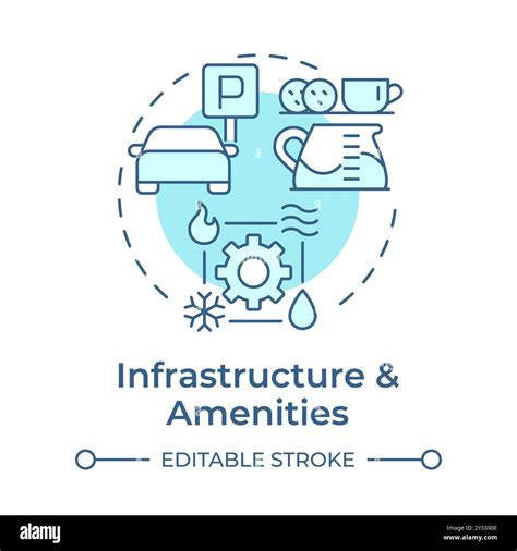Infrastructure And Amenities Soft Blue Concept Icon Stock Vector Image
