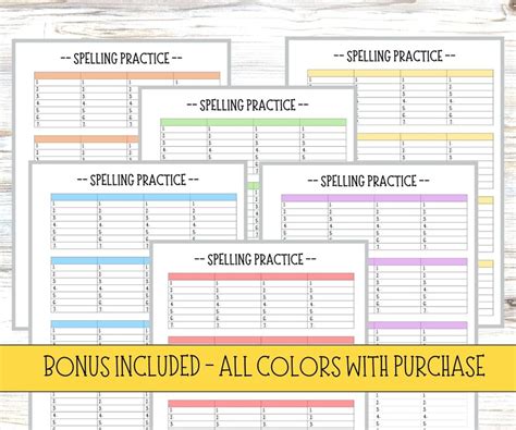 Spelling Practice Worksheet For Homework At Home Practice Etsy