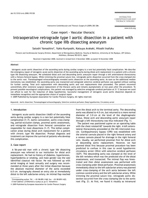 Pdf Intraoperative Retrograde Type I Aortic Dissection In A Patient