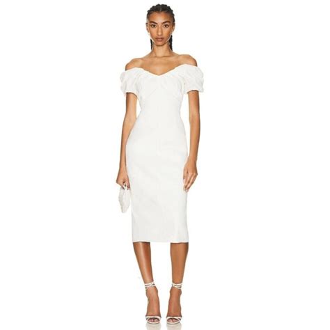 Alc Dresses Alc Nora Dress In White Off Shoulder Midi Poshmark