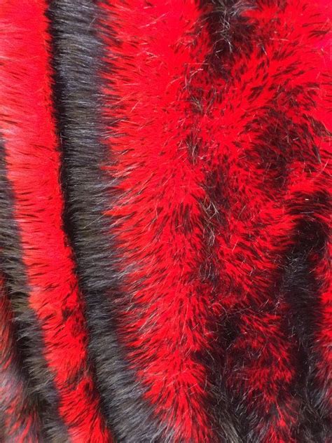 Faux Fur Fake Red On Black Frosted Tips Fabric 60 Wide Sold By The