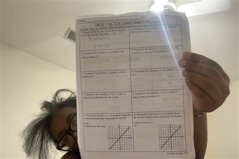 Linear Function Transformations Practice Directions Answer Each Questio