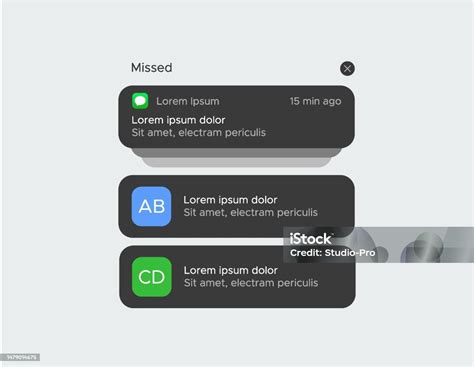 Push Notification Black Theme Template Mockup Stock Illustration Download Image Now
