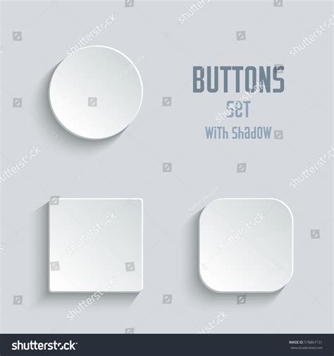 White Blank Button Set Round Square Stock Illustration 578867131 Shutterstock