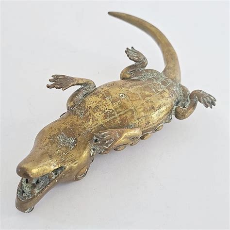 1940s Vintage Brass Crocodile Figurine Chairish
