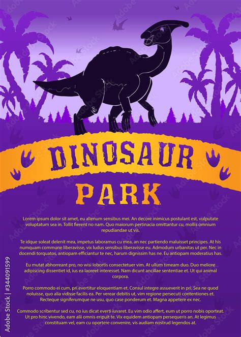 Poster Dinosaur World With The Image Of Parasaurolophus The