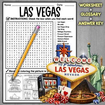 Las Vegas City Worksheet Activity Las Vegas Word Search Puzzle