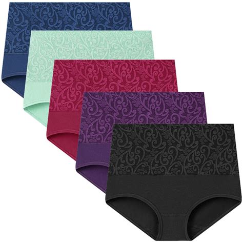 Djskiyers Women Cotton Underwear 4 Pack High Waisted Briefs Printed