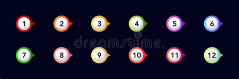 Colorful Numbered Bullet Point Icons For Lists And Presentations With