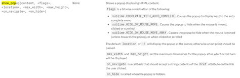 Showpopup Help For Displaying The Data Plugin Development Sublime Forum