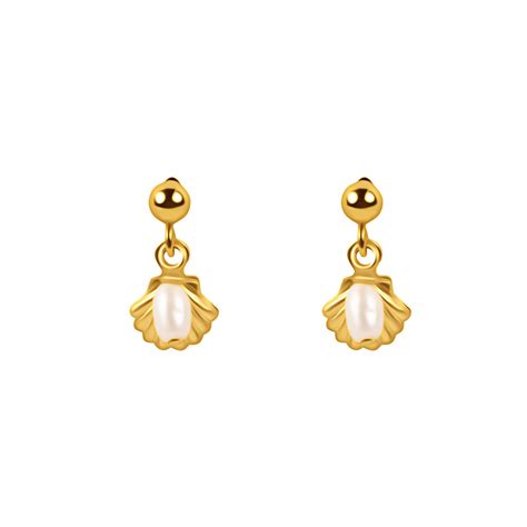Emily Shell Earrings In Gold Heytilly
