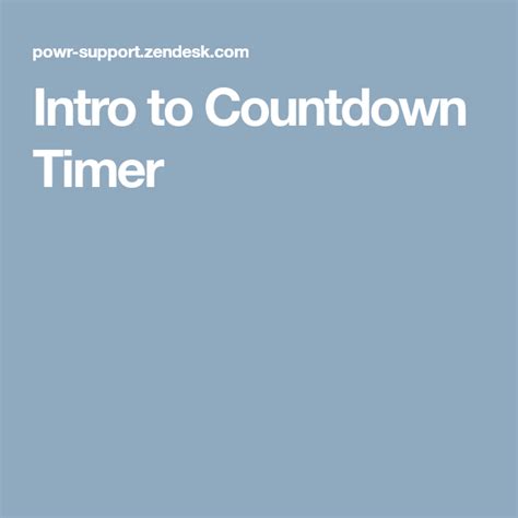 Intro To Countdown Timer