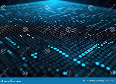 Binary Code Background With Blue Glowing Numbers And Dots Futuristic