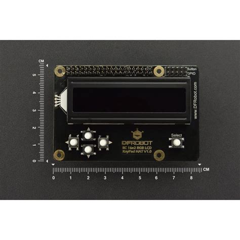dfrobot i2c 16x2 rgb lcd keypad hat with rgb font for raspberry pi