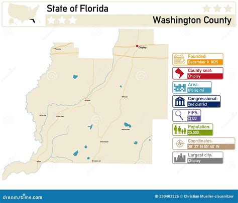 Detailed Infographic And Map Of Washington County In Florida Stock Vector Illustration Of