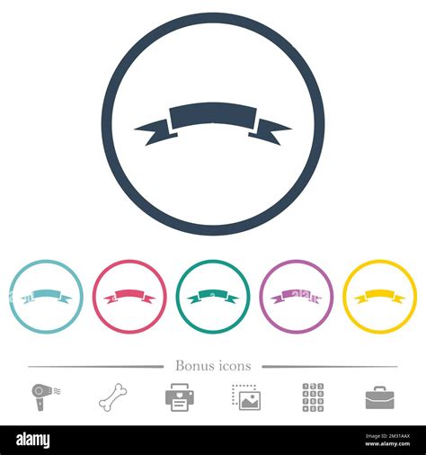 Title Ribbon Solid Flat Color Icons In Round Outlines 6 Bonus Icons Included Stock Vector Image