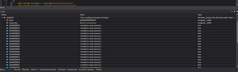 C Visual Studio Cant Show The Value Of Stdstring Stack Overflow