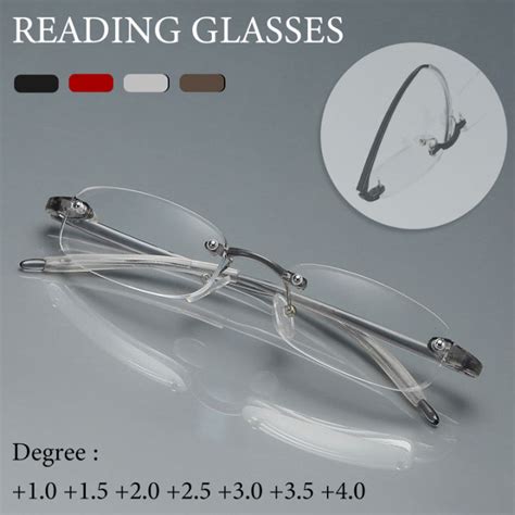 Frameless Reading Glasses Anti Blue Light Lenses Silicone Cover Anti