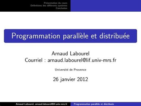 Programmation Parallèle Et Distribuée Universités